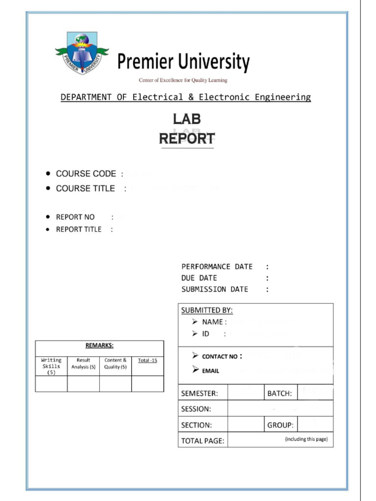 Lab Report Front Page | PDF