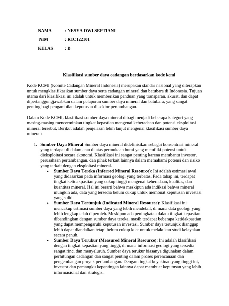Klasifikasi Kcmi Nesya | PDF