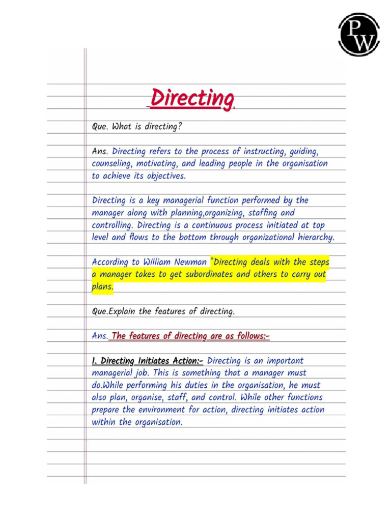 Directing _ Handwritten Notes __ Kautilya 2025 | PDF