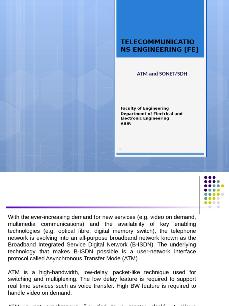 ATM and SONET/SDH Overview | PDF | Asynchronous Transfer Mode | Computer Network