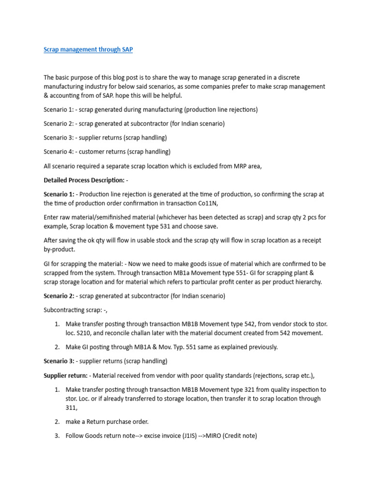 Scrap management through SAP | PDF | Economies | Business