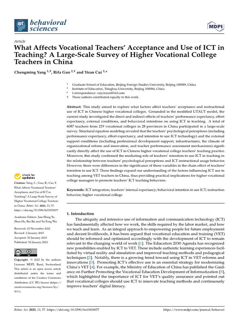 Acceptance and Use of ICT in Teaching | PDF | Educational Technology ...