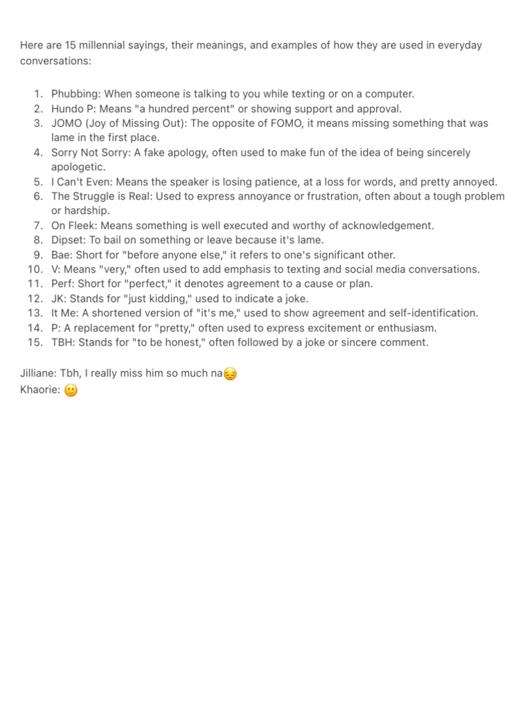 Here Are 15 Millennial Sayings, Their Meanings, and Examples of How ...