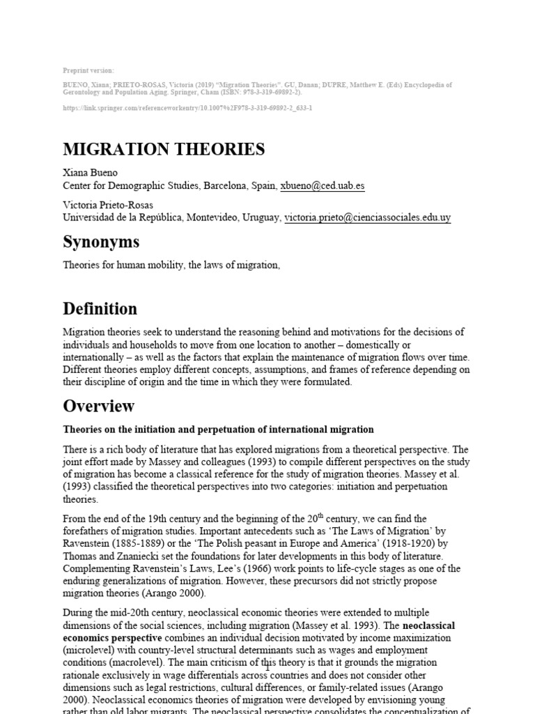 Understanding Migration Theories | PDF | Cost Of Living | Human Migration