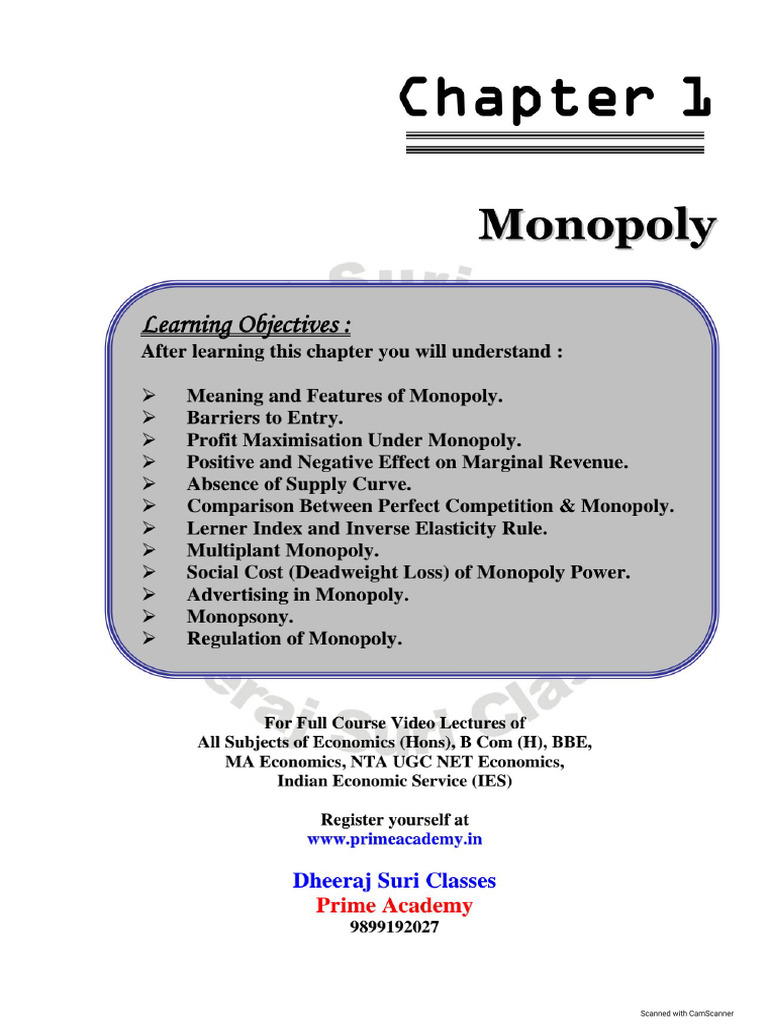 Chapter 1 Monopoly | PDF