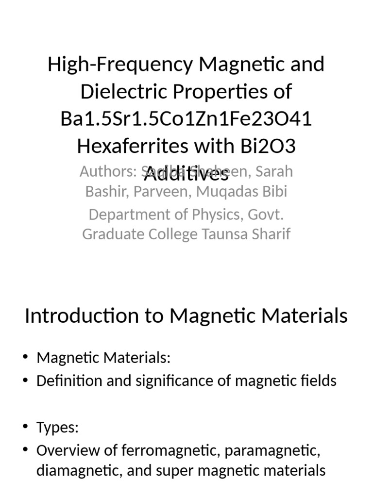 High Frequency Magnetic Dielectric Properties Presentation | PDF | Magnetism | Dielectric