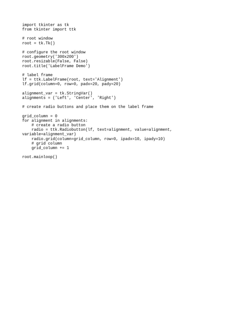Tkinter Label Frame | PDF
