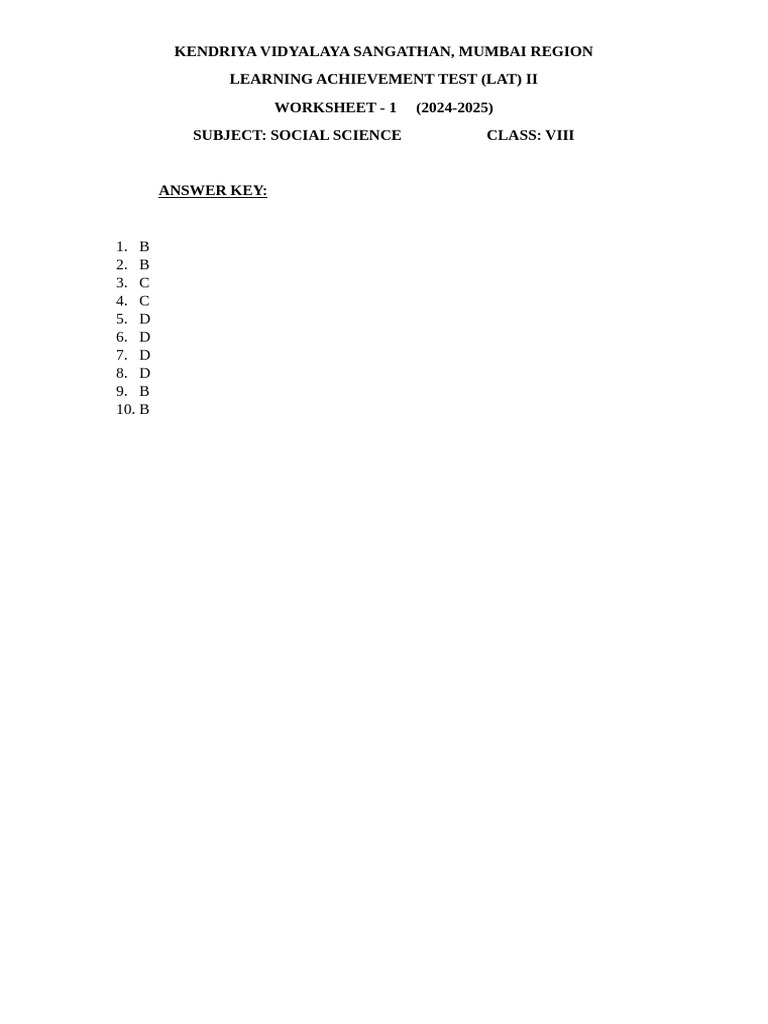 Class - 8 SST LAT MS Worksheet - 1 | PDF | Art | Computers