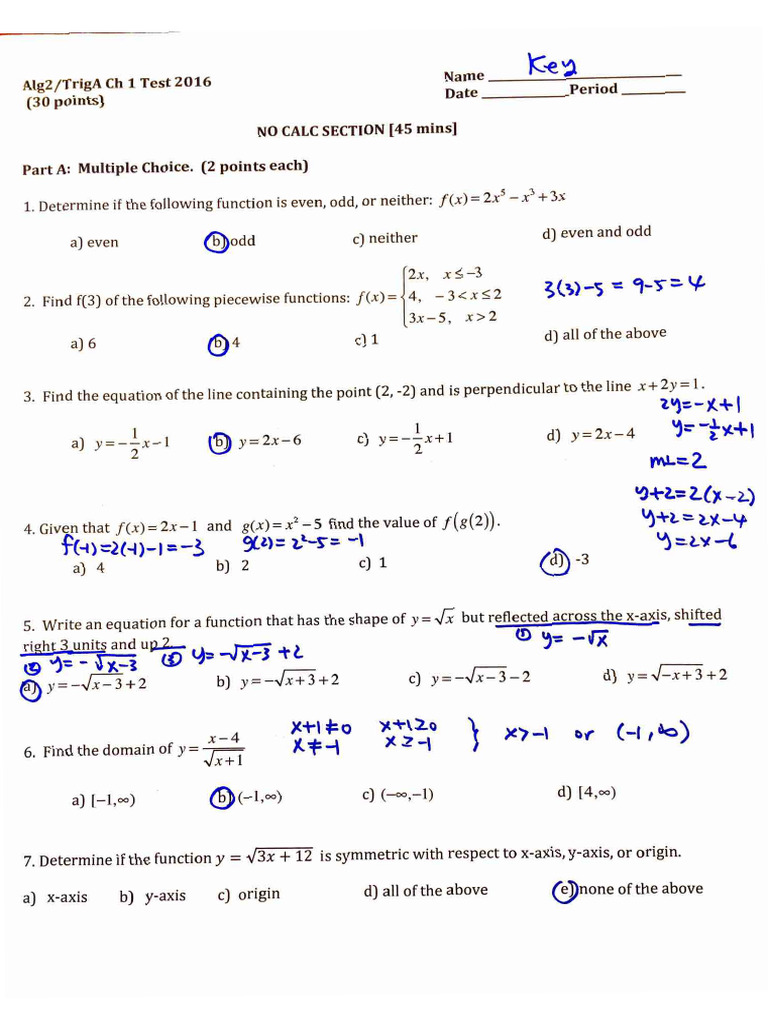 Chap1 Test 2016 Key | PDF