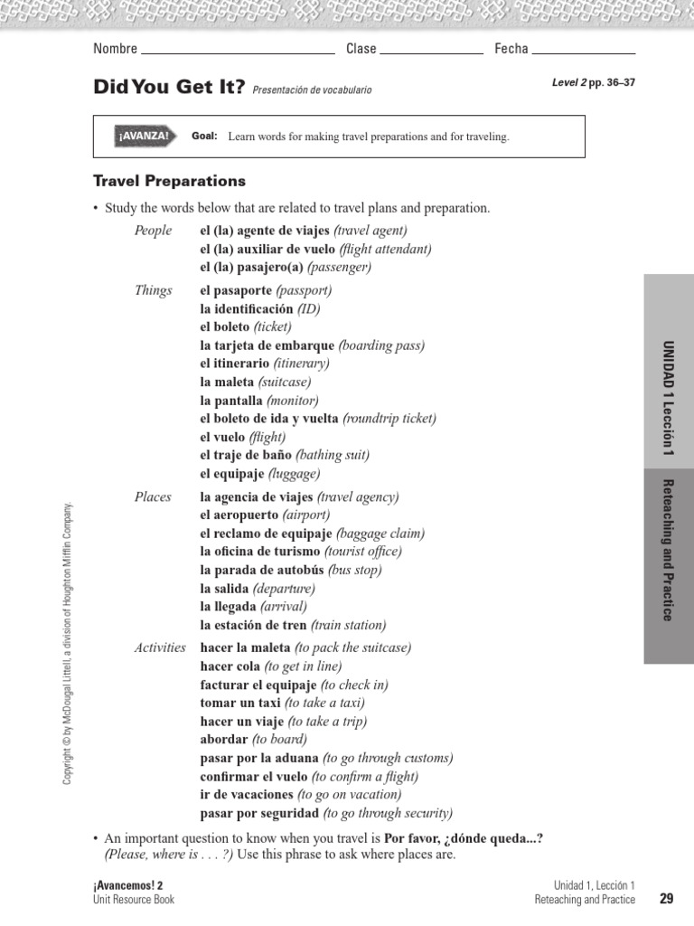 Workbook Unit 1 | PDF | Transporte