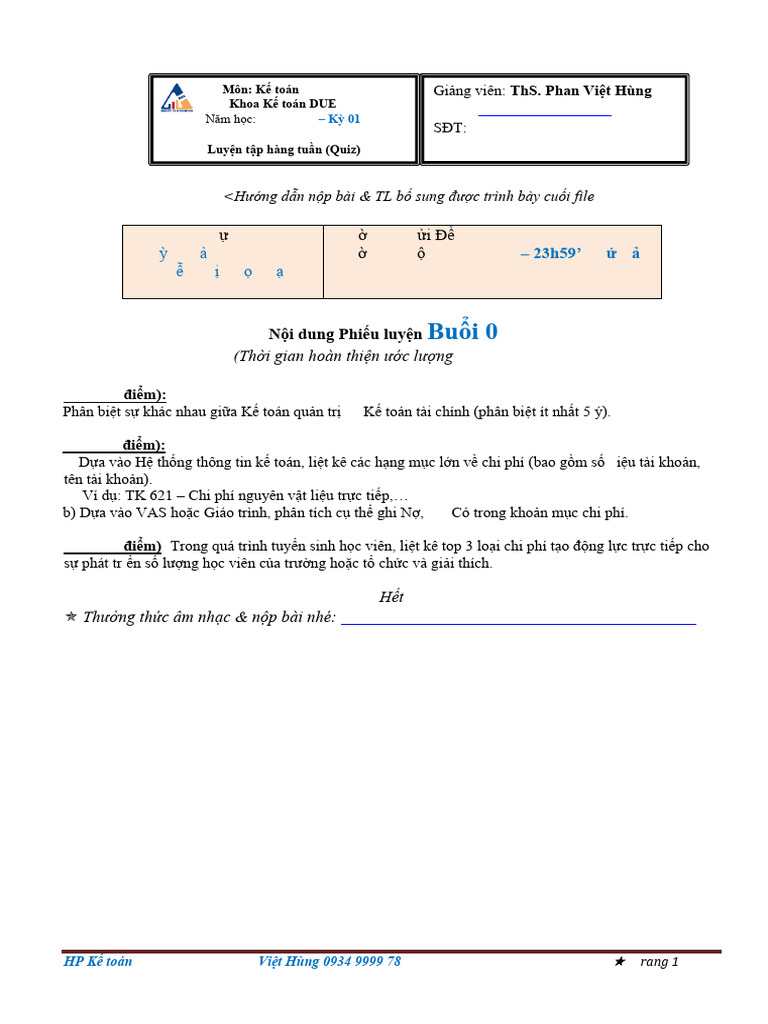 KTCP Buổi.01 Luyện Tập Đề | PDF