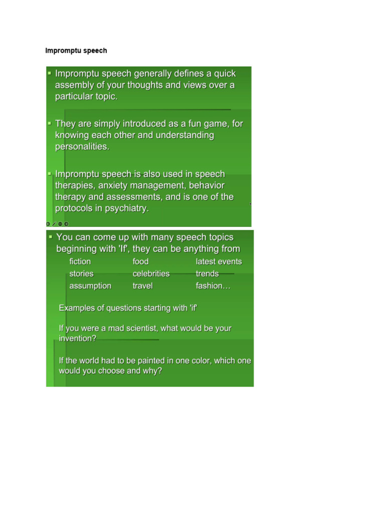 Impromptu Speech | PDF