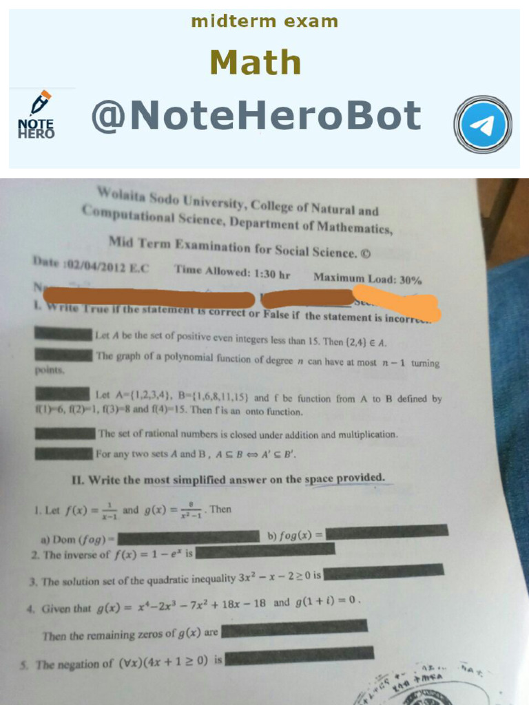 Math Mid (WSU) #2 @NoteHeroBot | PDF