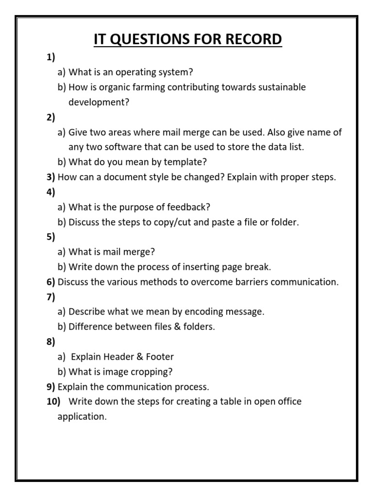 IT Questions for Record | PDF