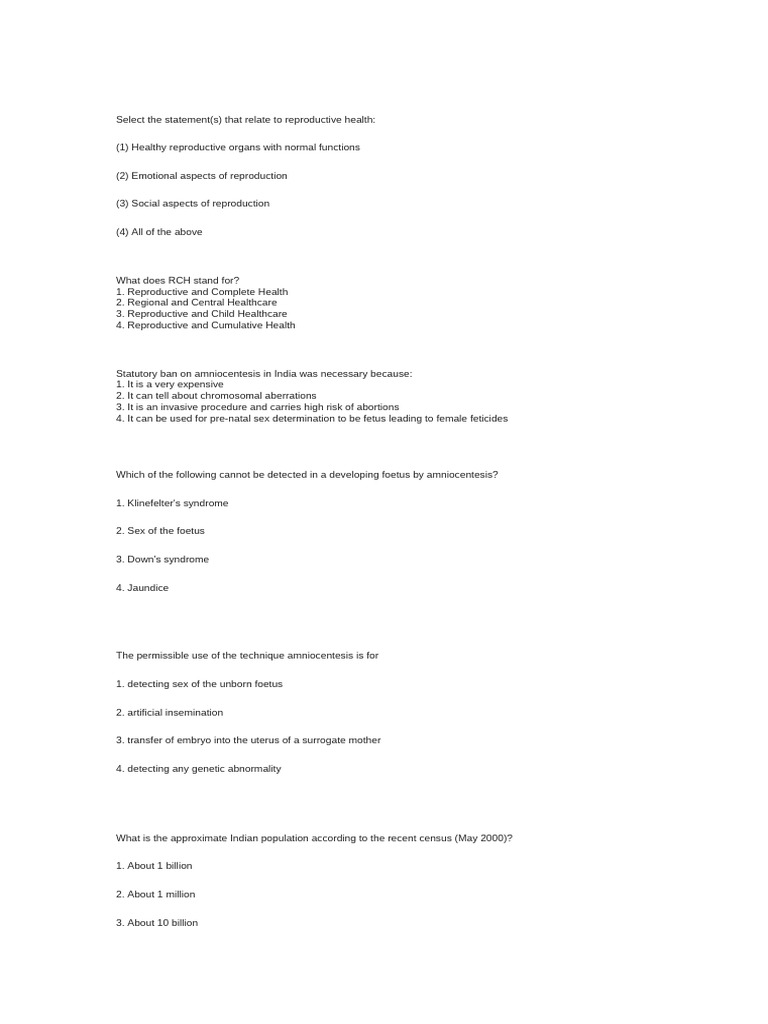 Reproductive Health and Contraception Insights | PDF | Birth Control ...