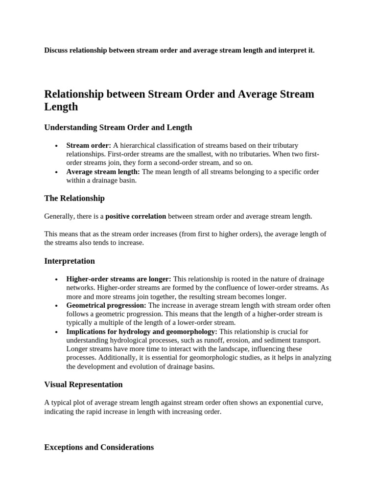 Relationship Between Stream Order and Average Stream Length | PDF ...