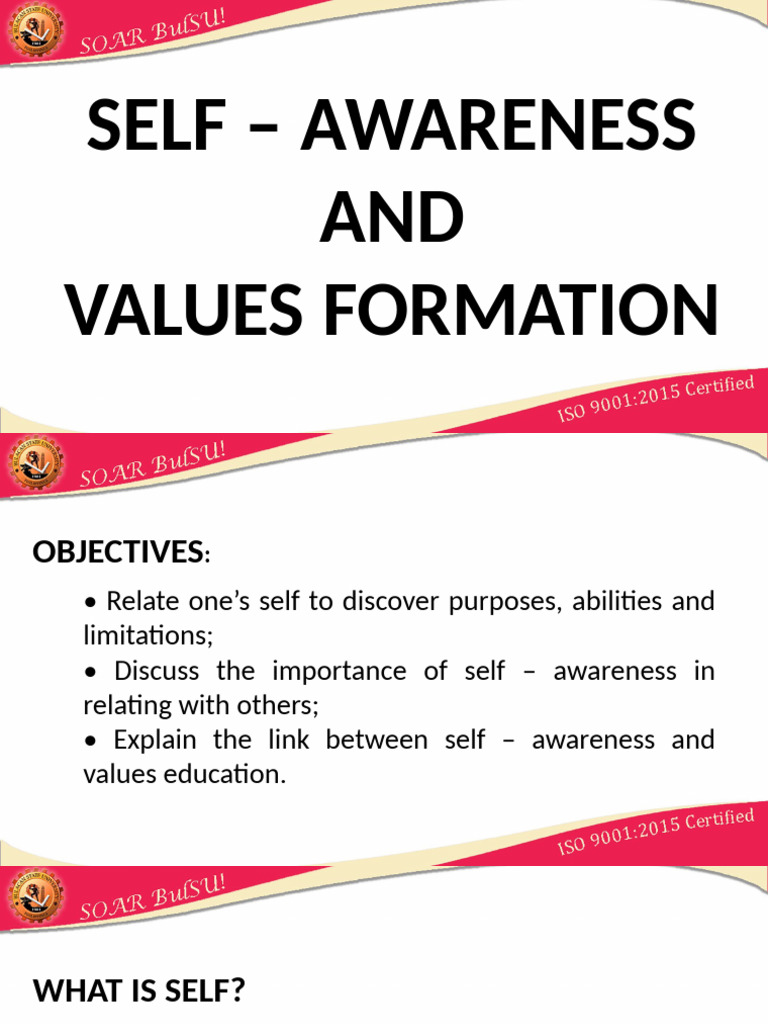 Self Awareness and Values Formation 1 | PDF | Self Esteem | Attitude ...