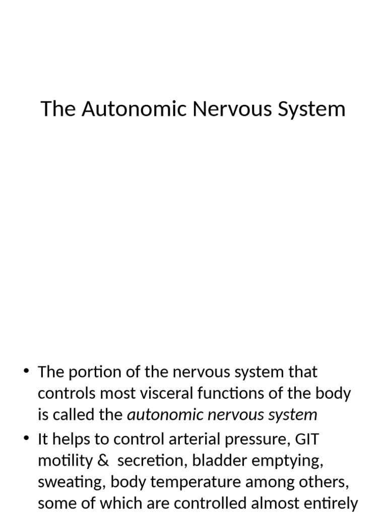 ANS Final Presentation | PDF | Acetylcholine | Autonomic Nervous System