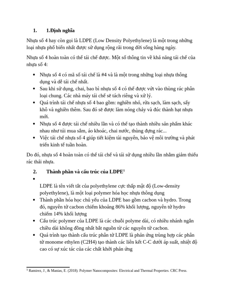 Nhựa số 4 THHCHD | PDF