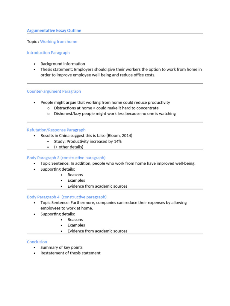 Argumentative Essay Outline | PDF | Essays | Employment