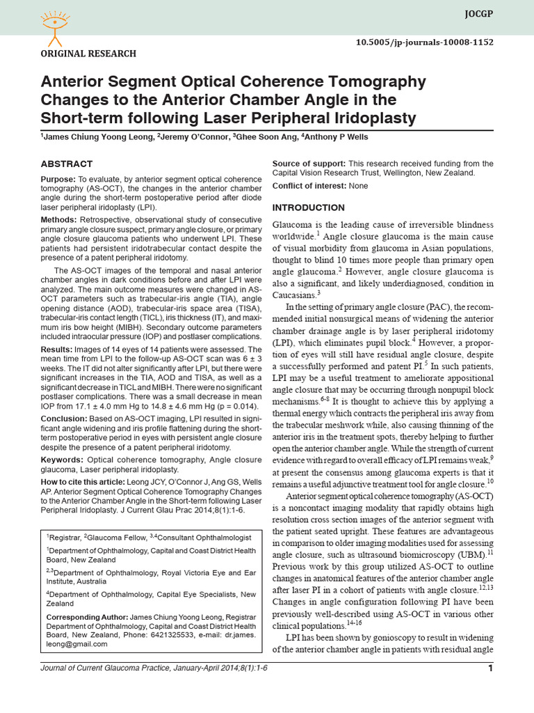 Changes in AC Angle Post Laser PI | PDF | Glaucoma | Ophthalmology
