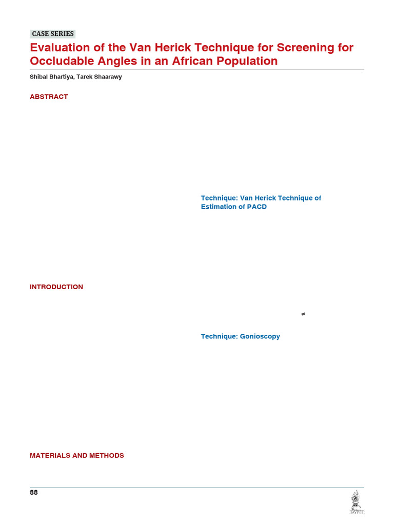Eva Uation of Van Herick Technique | PDF | Vision | Human Eye