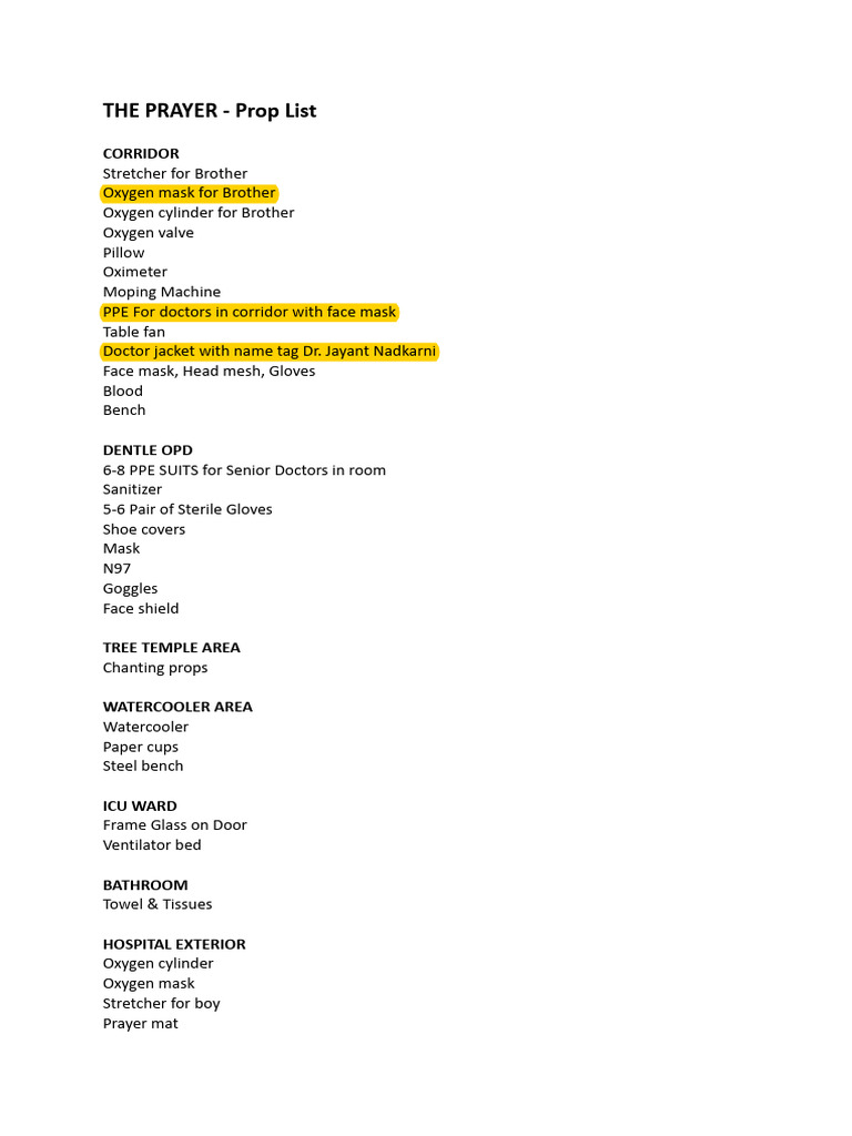 The PRAYER - Revised Prop List | PDF | Computers