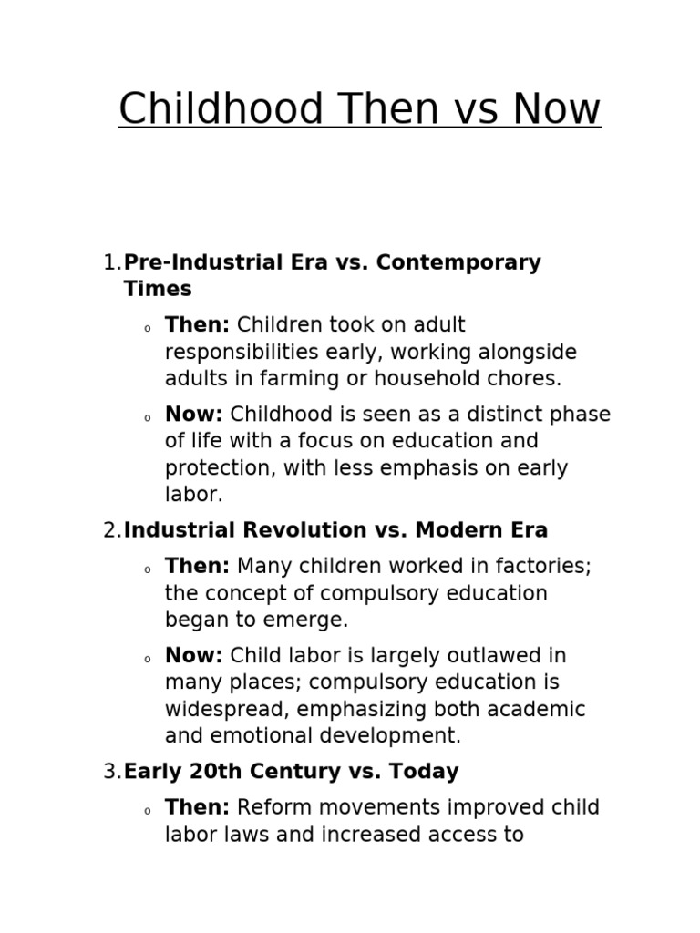Childhood Then Vs Now ENG Activity | PDF