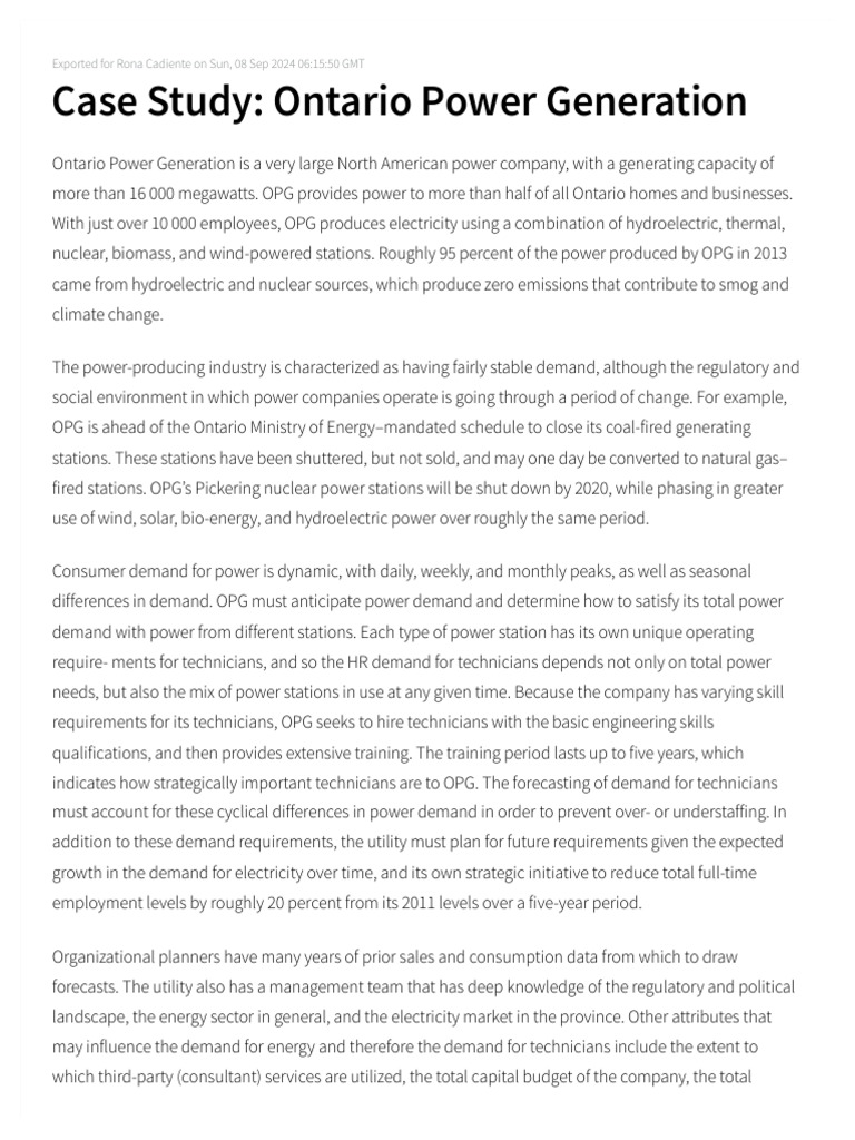 Ontario Power Generation Case Study | PDF | Power Station | Power (Physics)