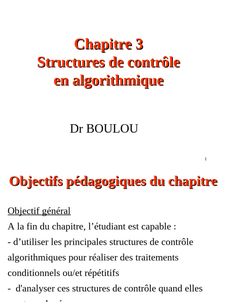 Chap3 Structures de Controle Algo Et SDD Octobre2021-1 | PDF | Structure de contrôle | Entier ...