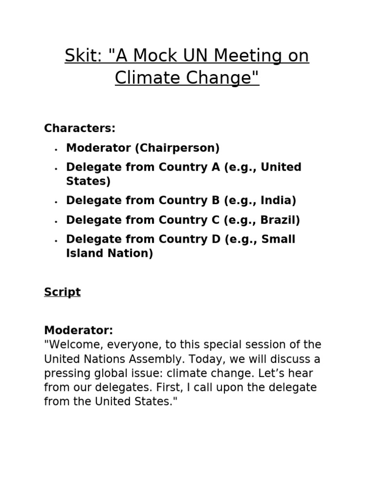 Mock UN Skit on Climate Change | PDF