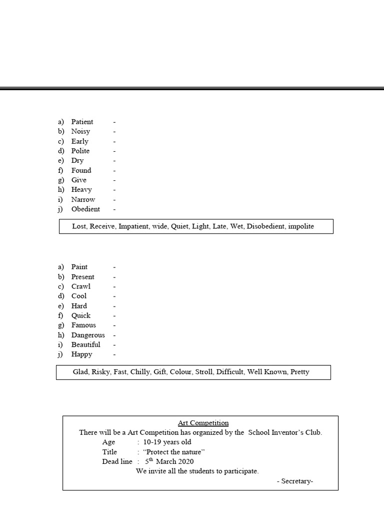 English - Grade 7 - Unit Exams Worksheet (Units 1-10) | PDF | Linguistics