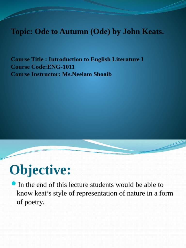 Ode To Autumn by John Keats. | PDF