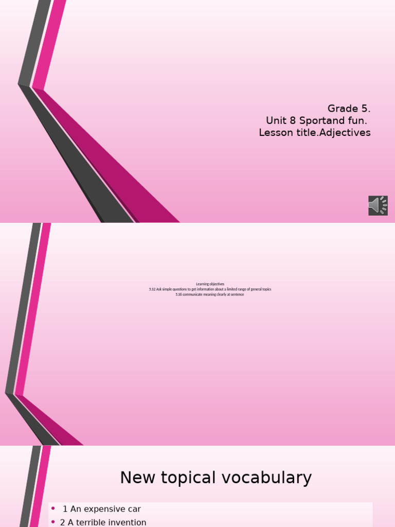 English Garde 5 Sport and Fun - Adjectives | PDF | Language Arts ...