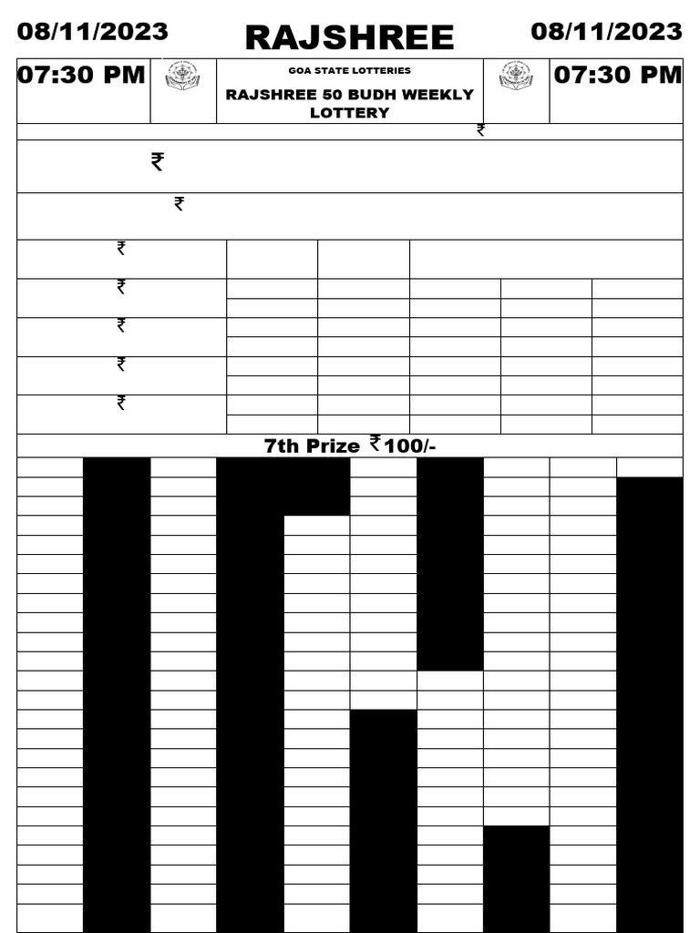 Rajshree 50 Budh Weekly Lottery Result-08-11-2023 | PDF