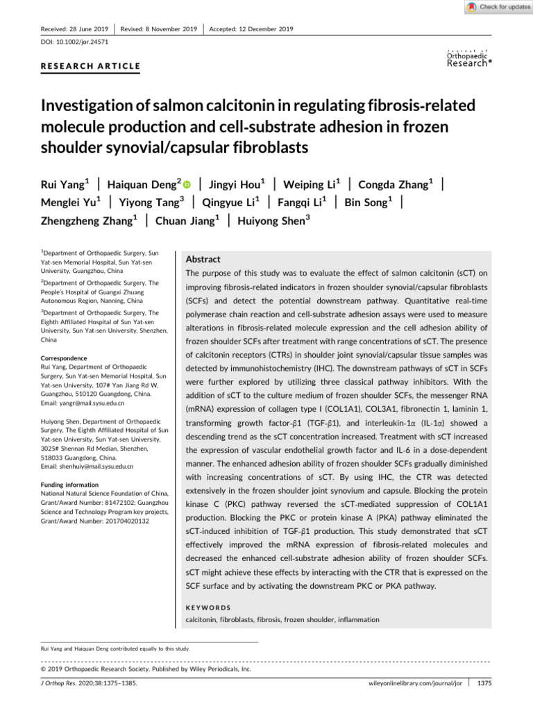 Investigation of Salmon Calcitonin in Regulating Fibrosis ...
