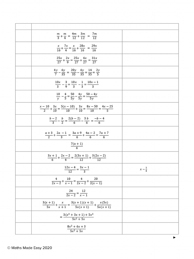 Algebraic Fractions Answers MME | PDF | Factorization | Number Theory