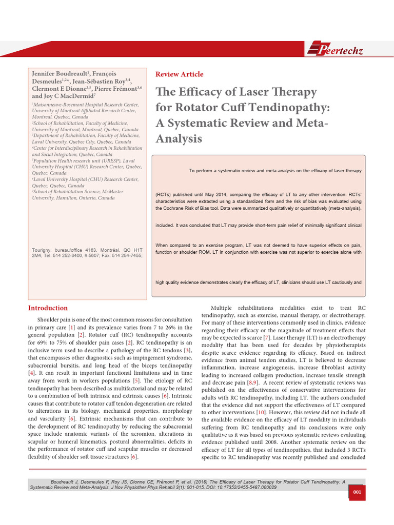 The Efficacy of Laser Therapy For Rotator Cuff Ten | PDF | Systematic ...