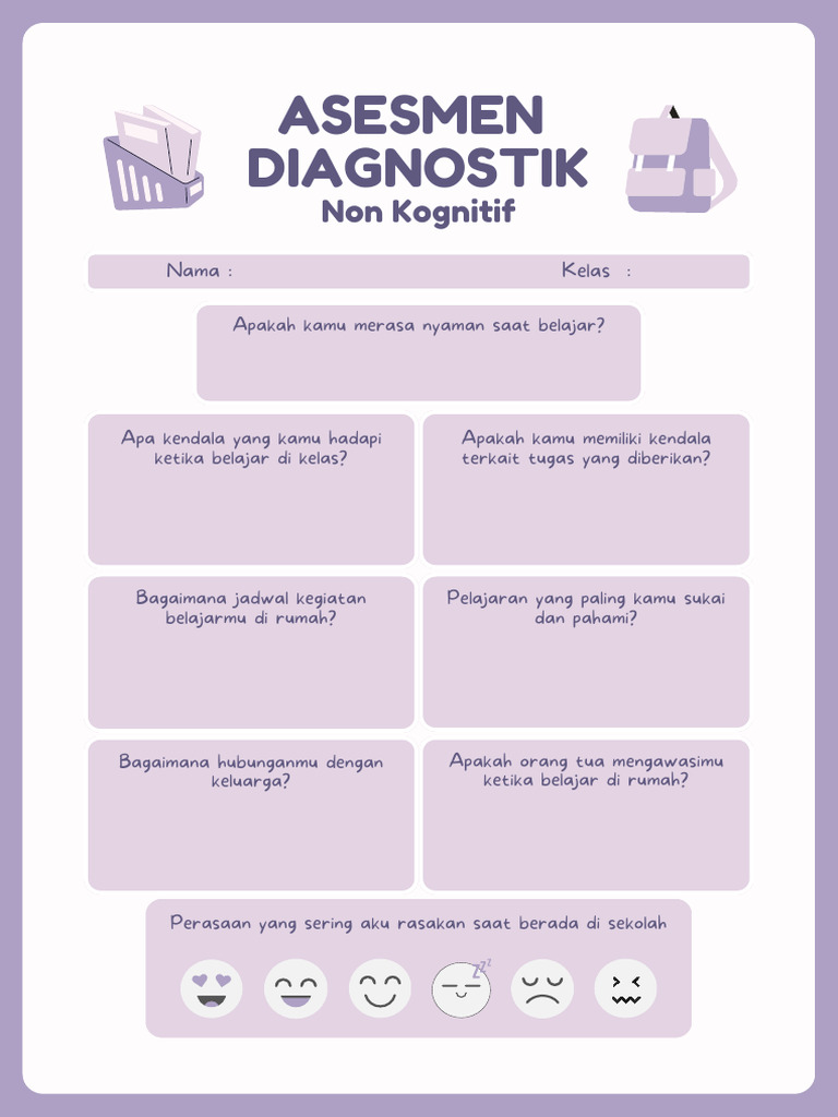 Asesmen Diagnostik Non Kognitif Lembar Kerja Ungu Ilustratif | PDF