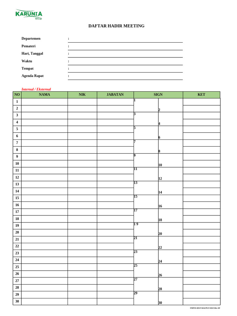 Absensi Meeting | PDF