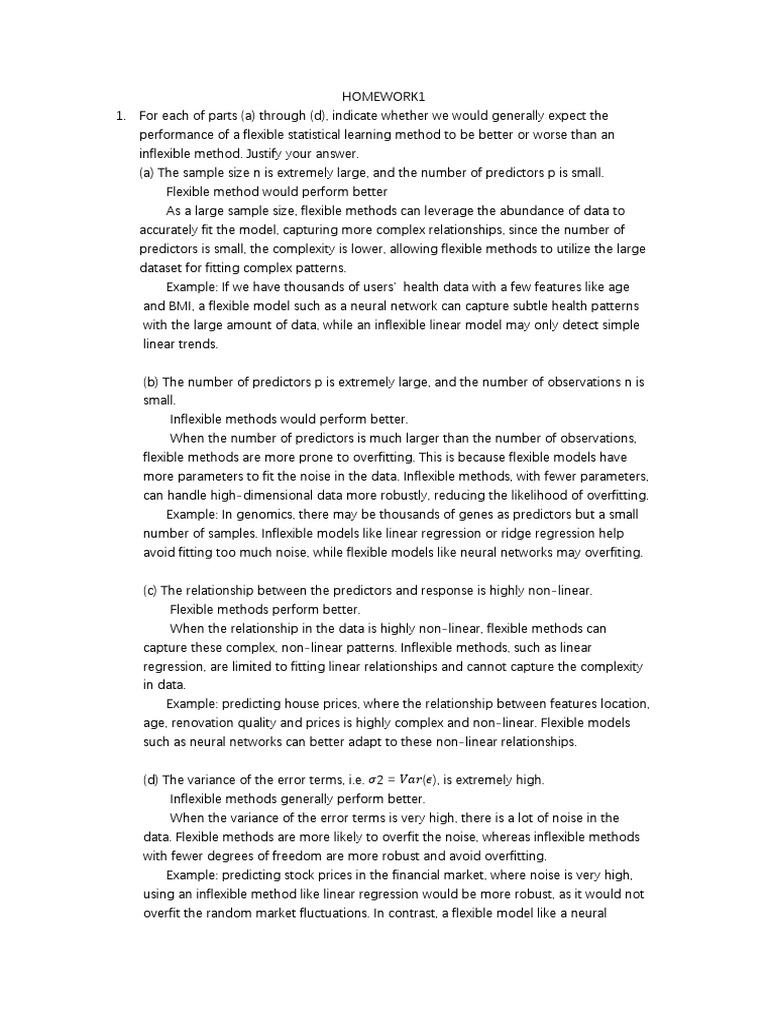 HW1 | PDF | Errors And Residuals | Linear Regression