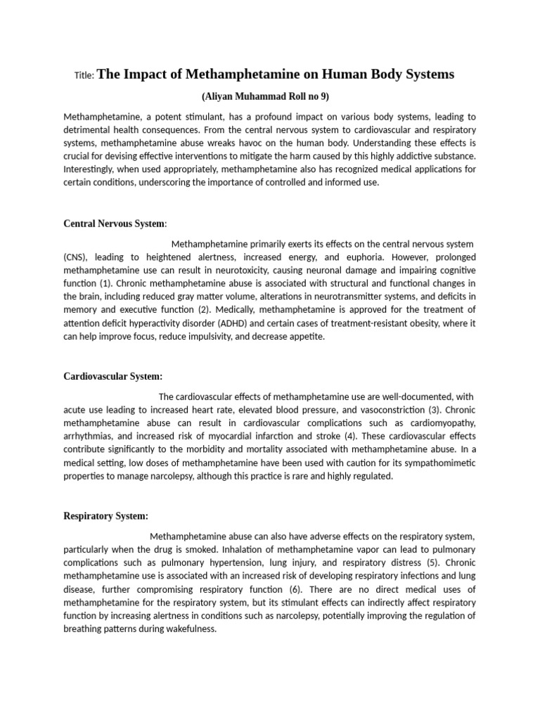 The Impact of Methamphetamine On Human Body Systems | PDF ...