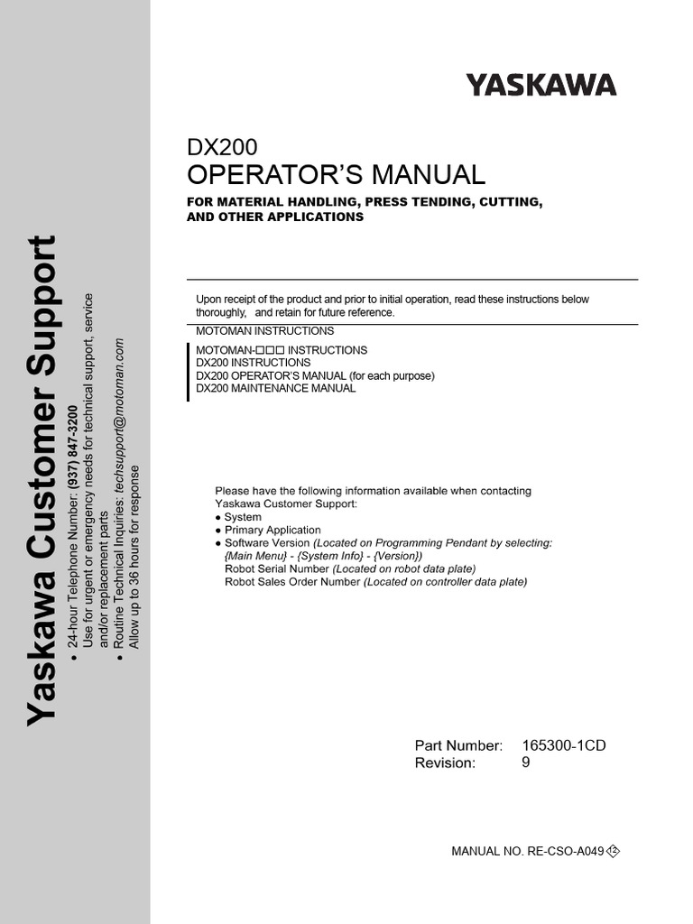 DX200 Material Handling Operator's Manual | PDF | Interpolation | Coordinate System
