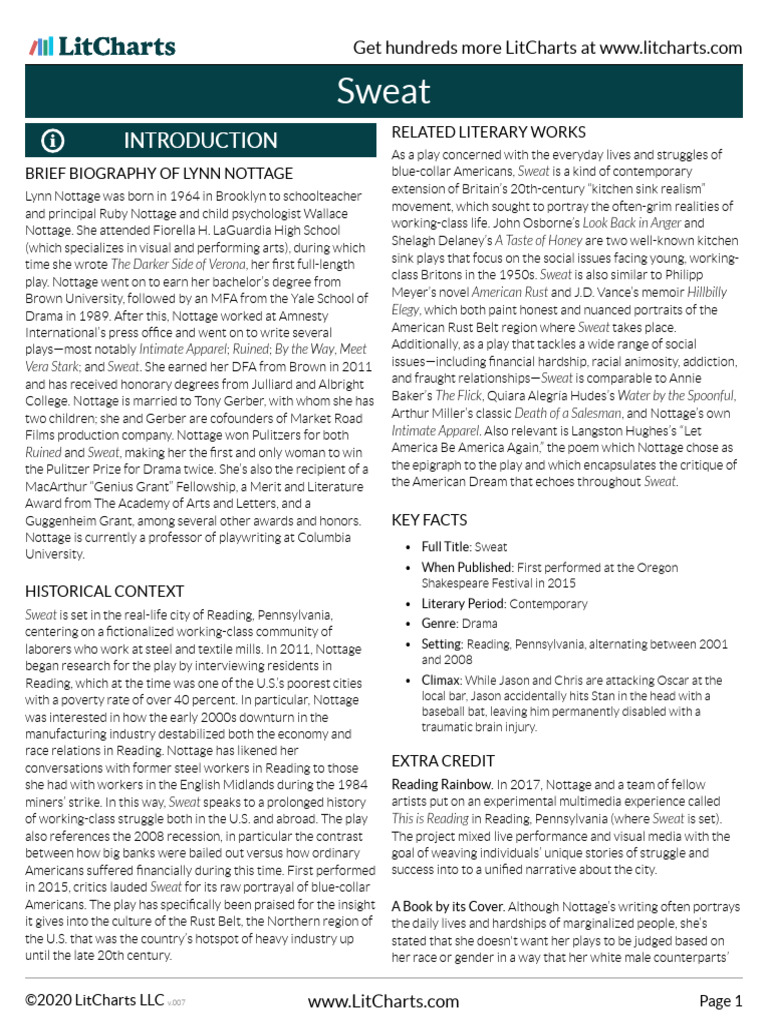 Sweat LitChart | PDF | North American Free Trade Agreement | Lockout ...
