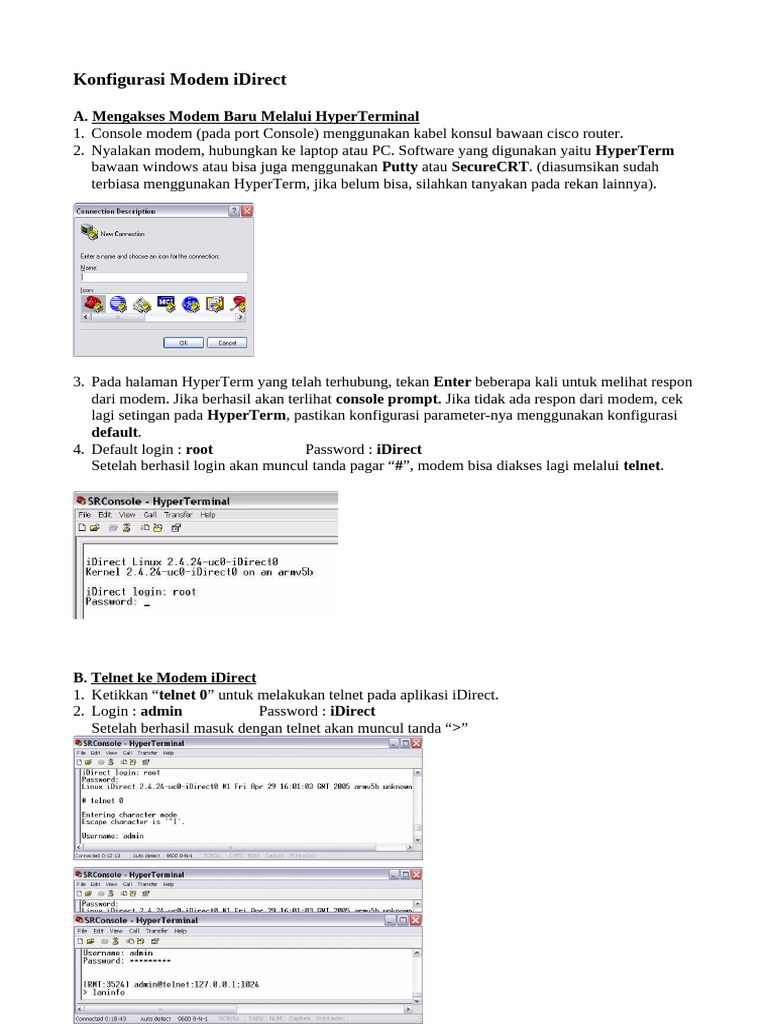 WI Konfigurasi Modem Idirect | PDF