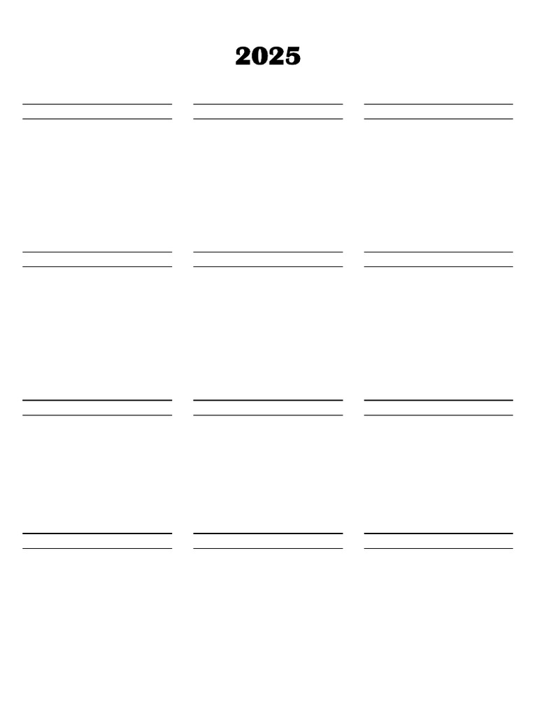 2025 Calendar Portrait Year at A Glance in Color | PDF