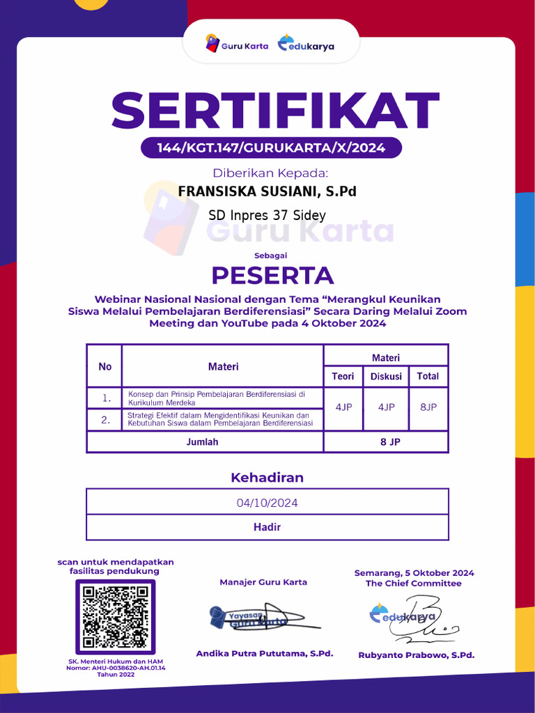 Sertifikat F Susiani 4-10 2024 | PDF