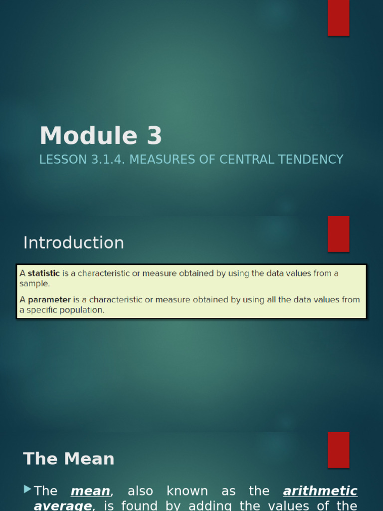 3.1.4.-Measure-of-Central-Tendency | PDF | Mean | Mode (Statistics)