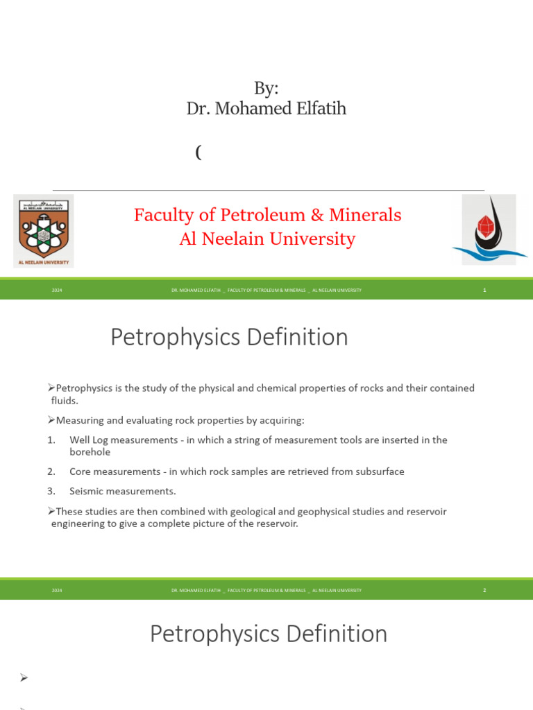 Petrophysics Overview at Al Neelain University | PDF | Porosity ...