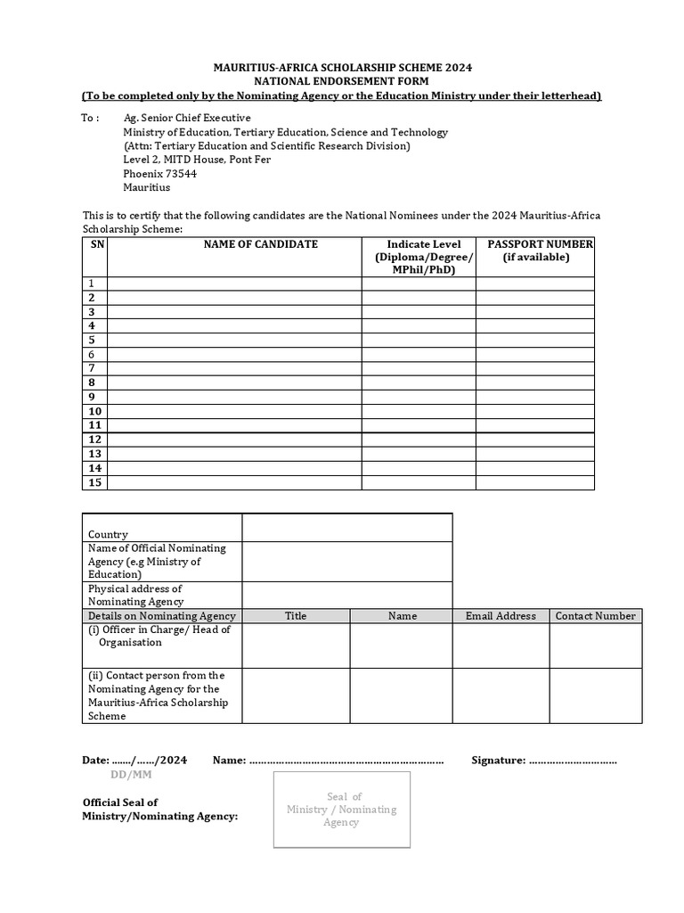 National Endorsement Form 2024 | PDF | Career & Growth | Business